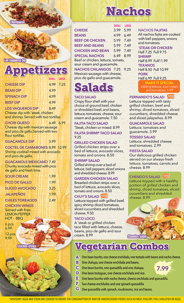 Menu | Los Vaqueros Mexican Restaurant