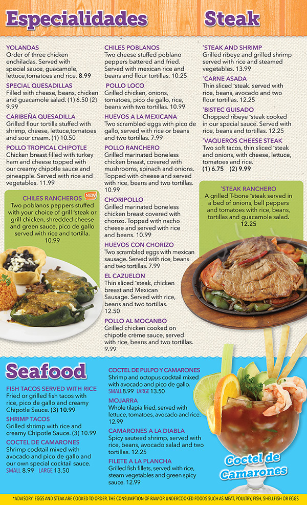 Menu | Los Vaqueros Mexican Restaurant