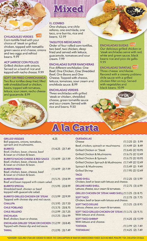 Menu | Los Vaqueros Mexican Restaurant